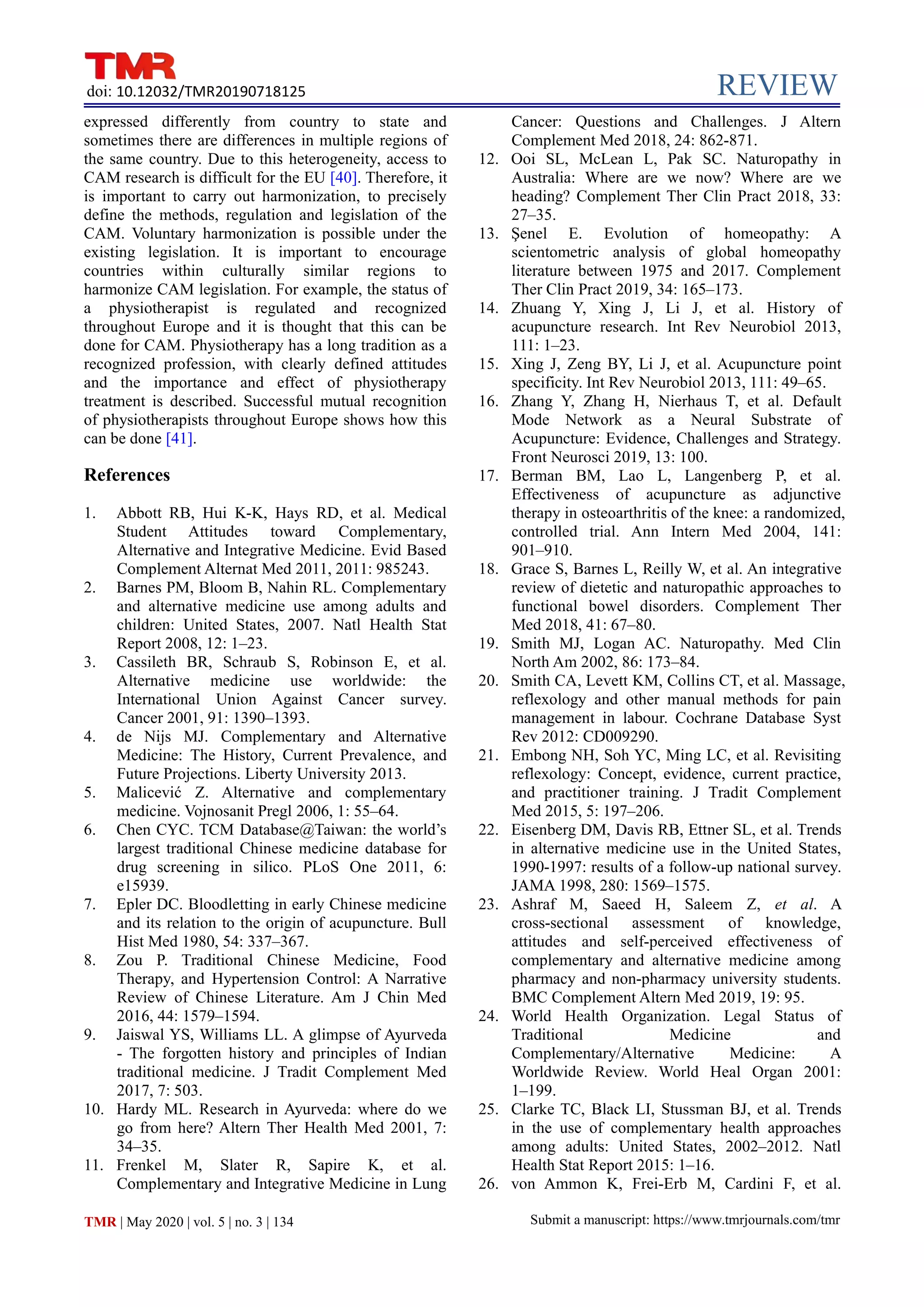 Complementary and alternative medicine in European countries— legislative framework | PDF