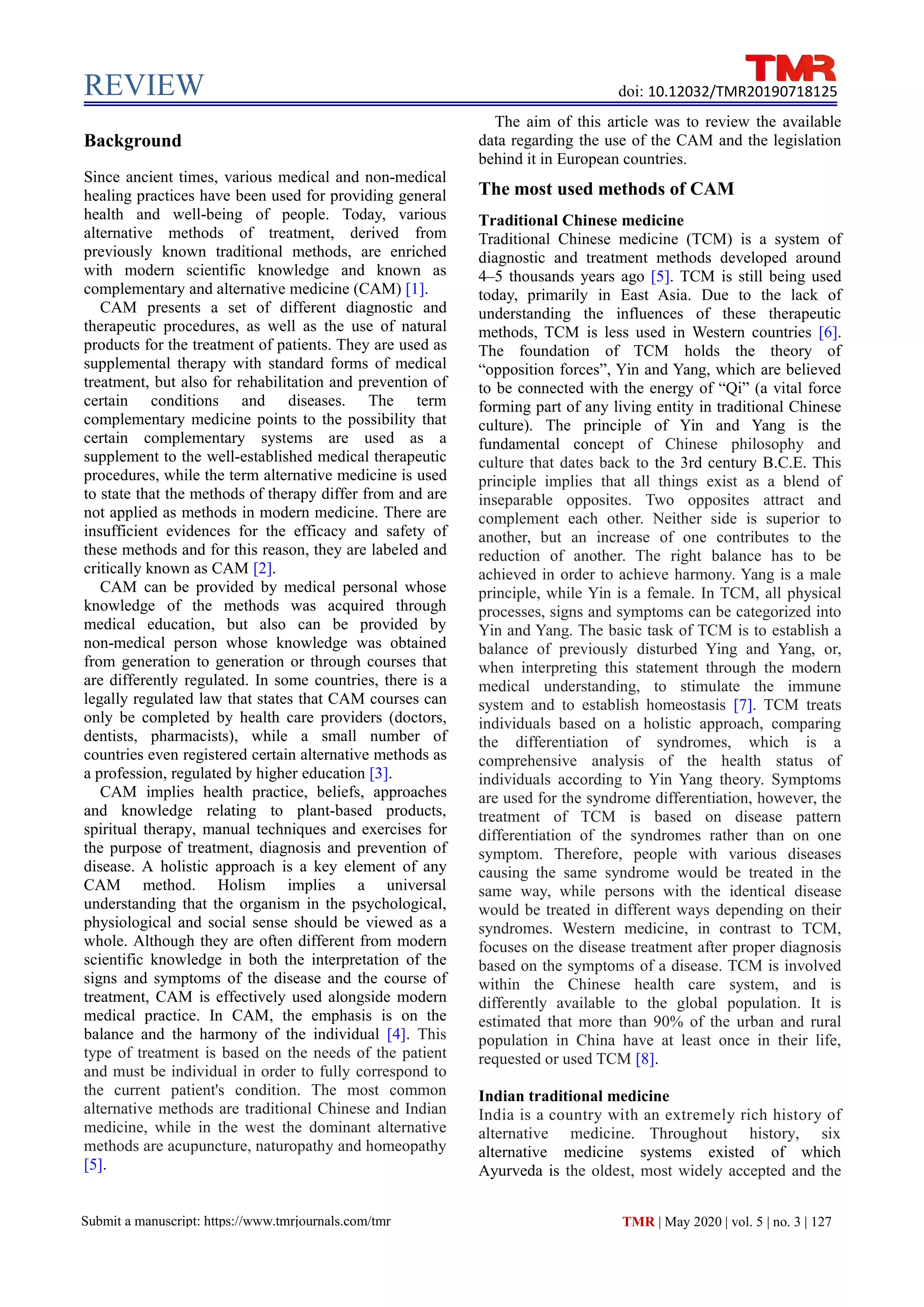Complementary and alternative medicine in European countries ...