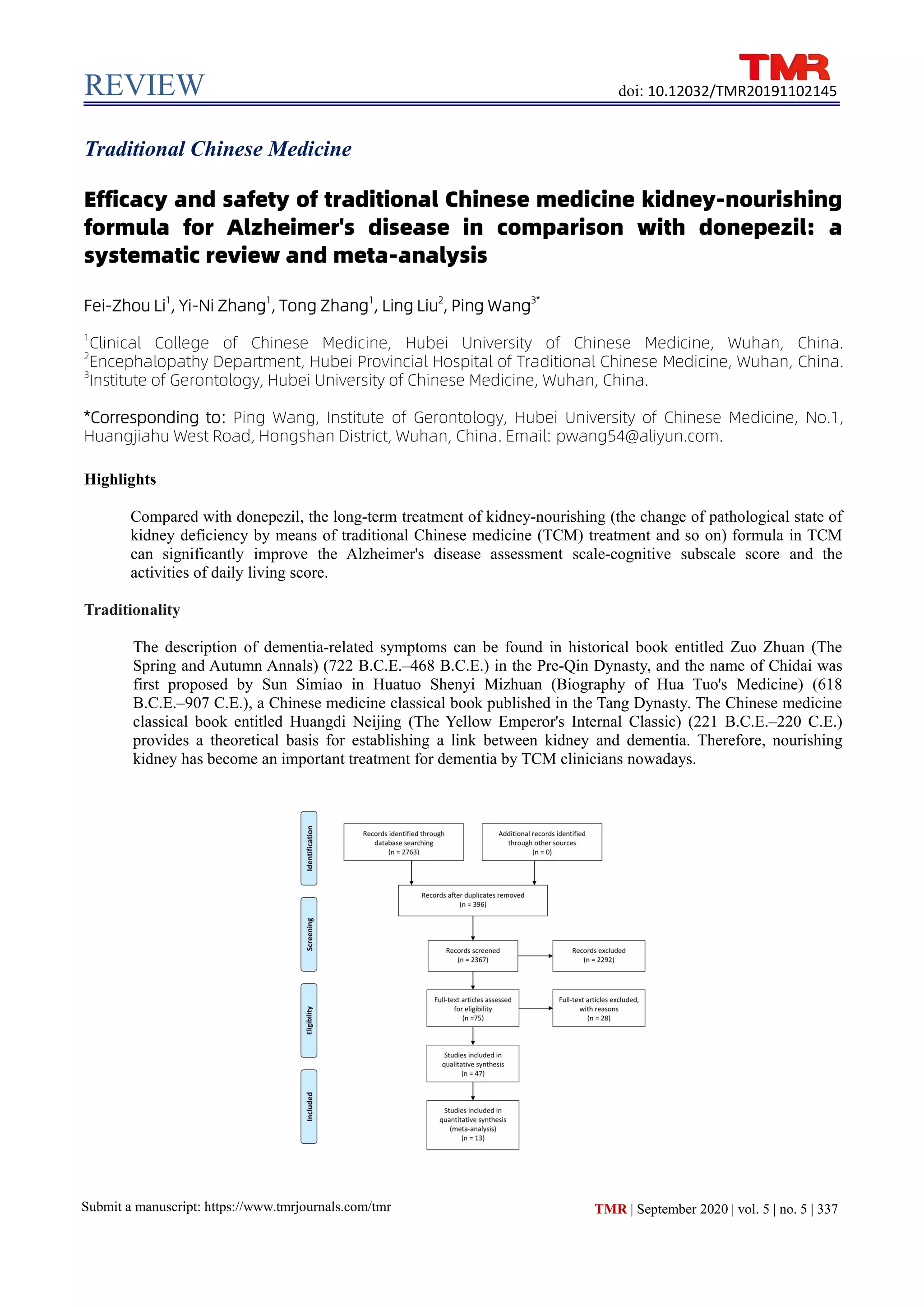 Efficacy and safety of traditional Chinese medicine kidney-nourishing ...