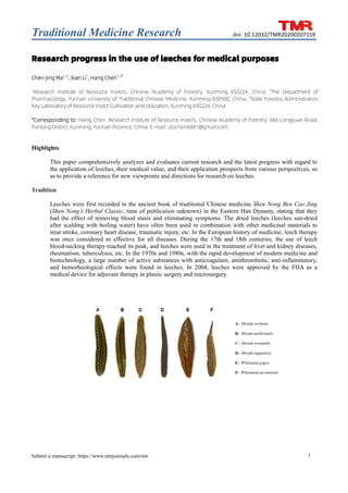 Research progress in the use of leeches for medical purposes | PDF ...