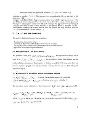 Financial Time Series Analysis Based On Normalized Mutual Information Functions | PDF
