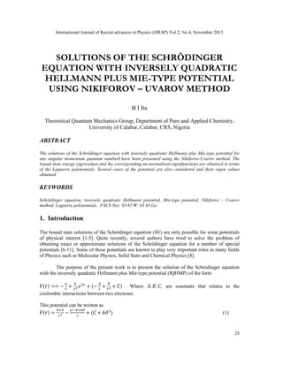 Solutions of the Schrodinger Equation with Inversely Quadratic Hellmann Plus Mie-Type Potential ...