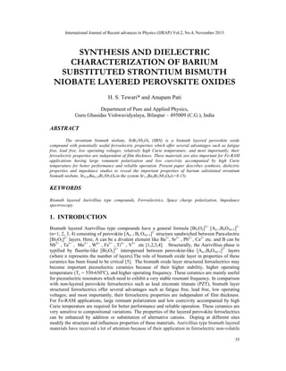 SYNTHESIS AND DIELECTRIC CHARACTERIZATION OF BARIUM SUBSTITUTED STRONTIUM BISMUTH NIOBATE ...