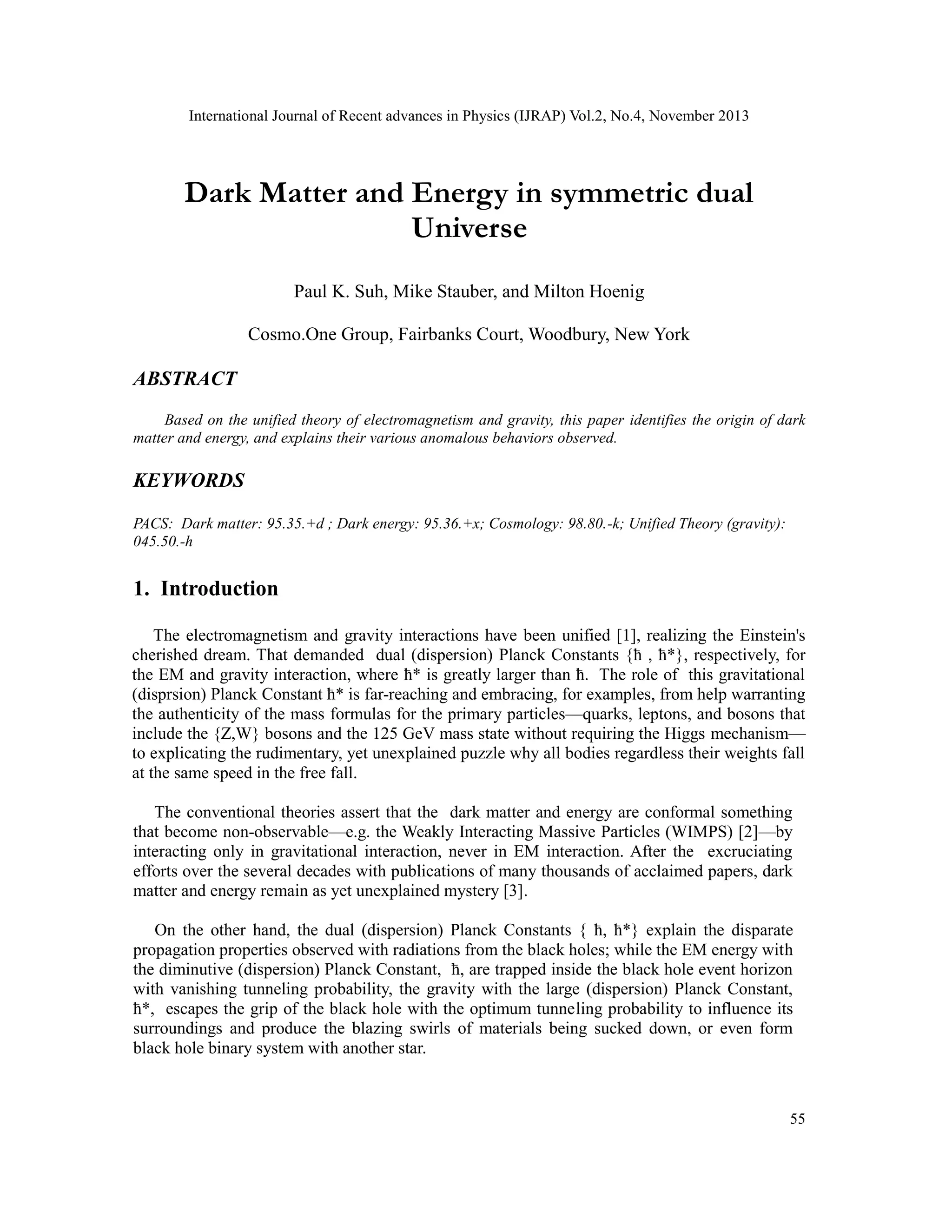 Dark Matter and Energy in symmetric dual Universe | PDF