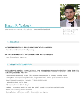 Hasan Yazbeck CV | PDF