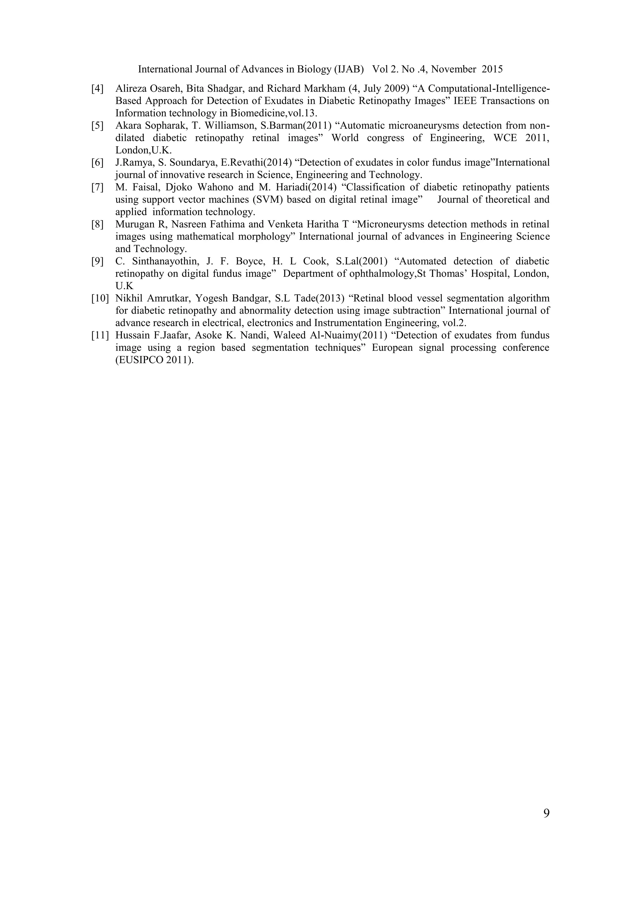 EXUDATES DETECTION FROM DIGITAL FUNDUS IMAGE OF DIABETIC RETINOPATHY | PDF
