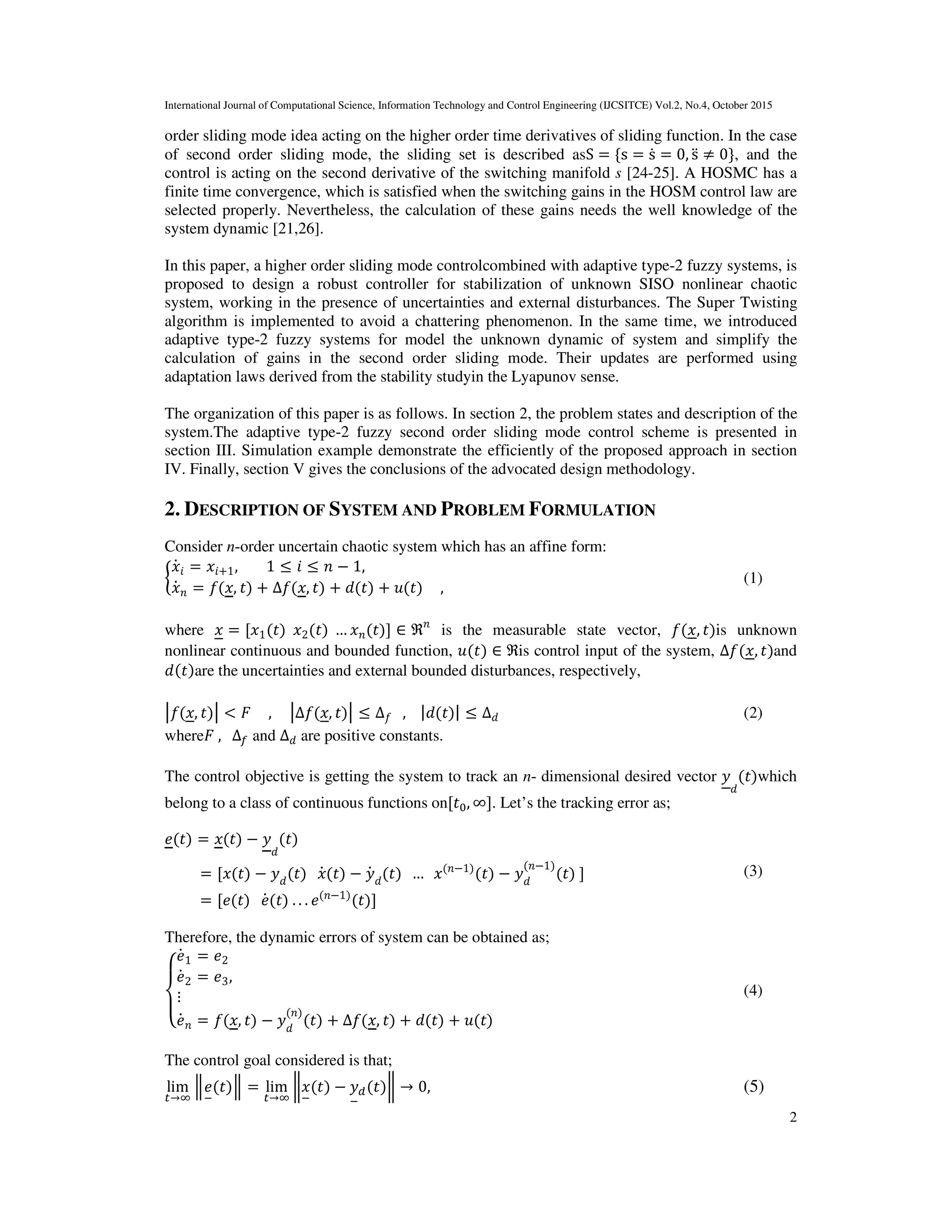 Adaptive Type 2 Fuzzy Second Order Sliding Mode Control For Nonlinear