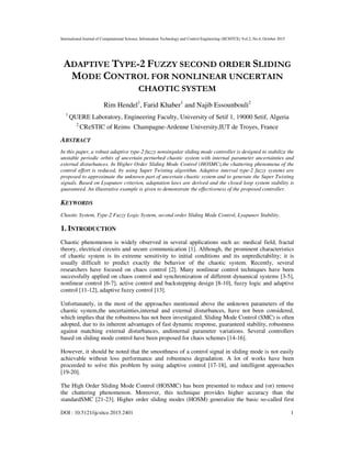 Adaptive Type-2 Fuzzy Second Order Sliding Mode Control for Nonlinear Uncertain Chaotic System | PDF