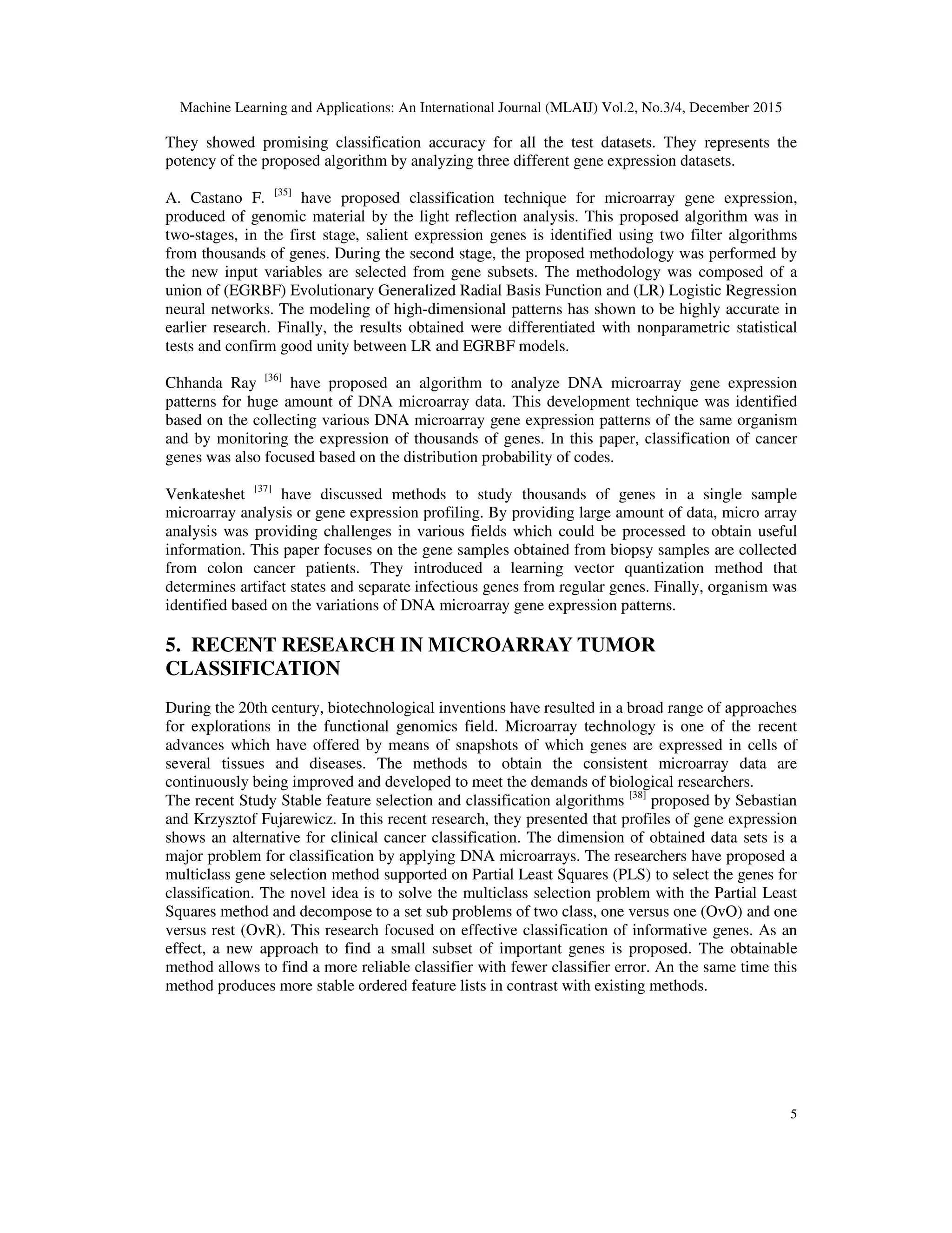 Machine Learning Based Approaches for Cancer Classification Using Gene Expression Data | PDF