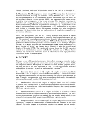 MACHINE LEARNING BASED APPROACHES FOR CANCER CLASSIFICATION USING GENE ...