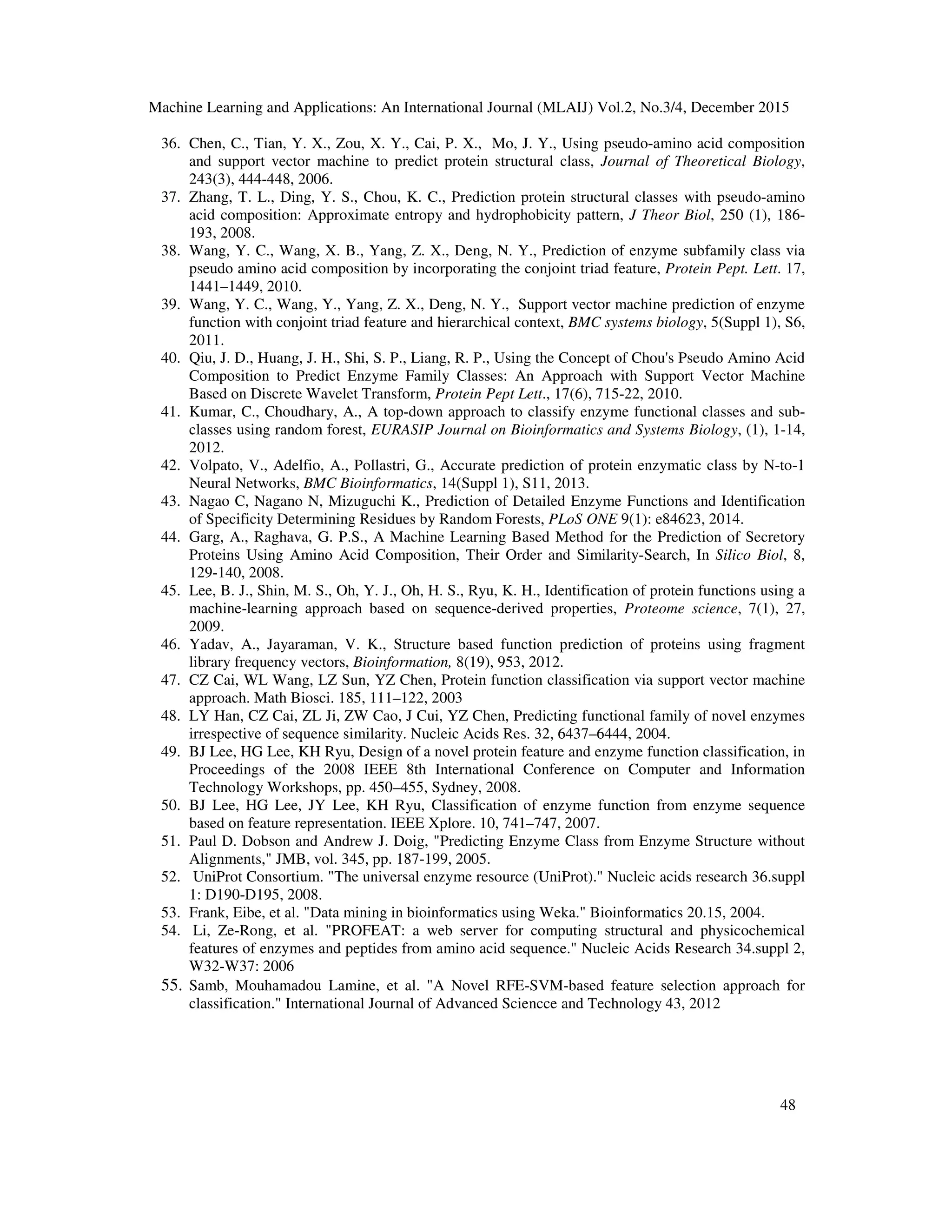 Classification of Enzymes Using Machine Learning Based Approaches: A Review | PDF