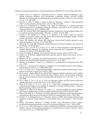 Classification of Enzymes Using Machine Learning Based Approaches: A Review | PDF