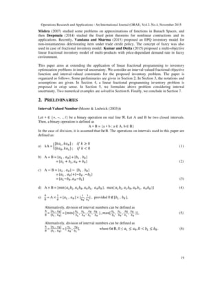 Inventory Model with Price-Dependent Demand Rate and No Shortages: An Interval-Valued Linear ...