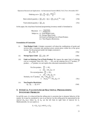 Inventory Model with Price-Dependent Demand Rate and No Shortages: An Interval-Valued Linear ...
