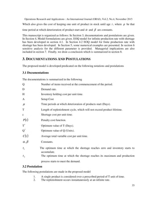 AN EOQ MODEL FOR TIME DETERIORATING ITEMS WITH INFINITE & FINITE PRODUCTION RATE WITH SHORTAGE ...