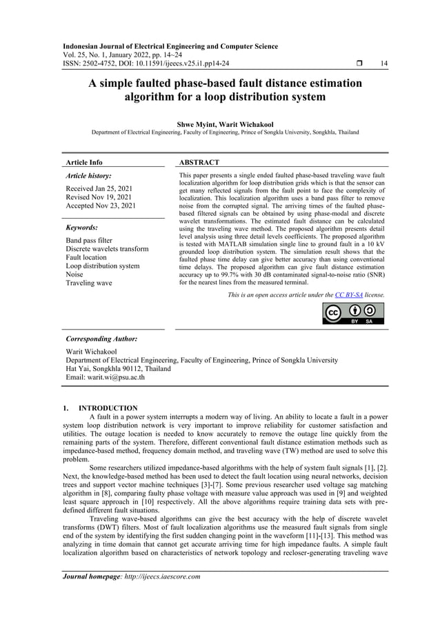 A simple faulted phase-based fault distance estimation algorithm for a loop distribution system ...