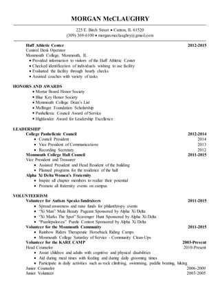 Morgan McClaughry Resume 2015 | PDF