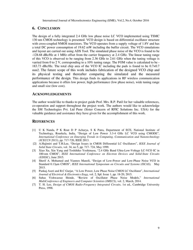 A 2.4 GHZ FULLY INTEGRATED LC VCO DESIGN USING 130 NM CMOS TECHNOLOGY | PDF