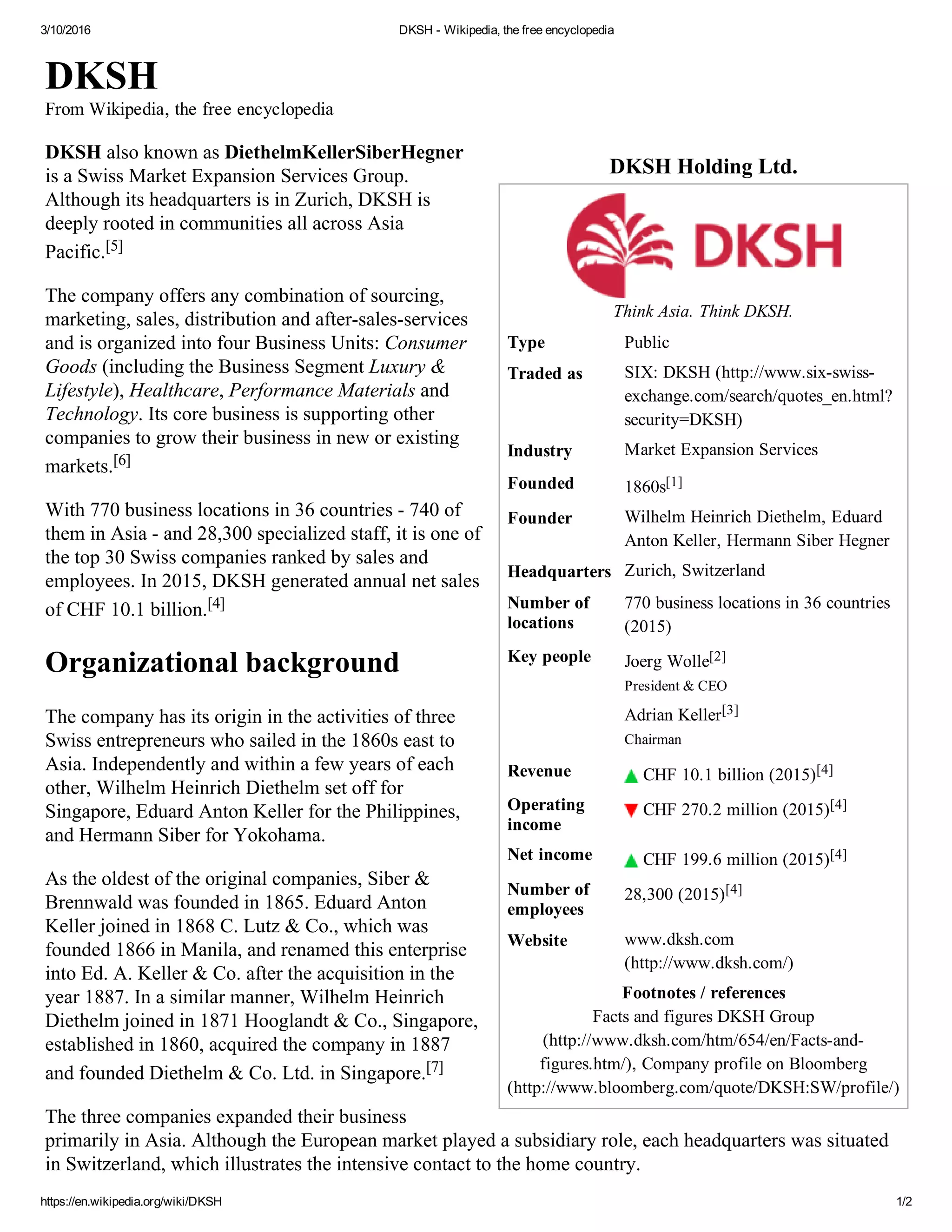DKSH - Wikipedia, the free encyclopedia | PDF
