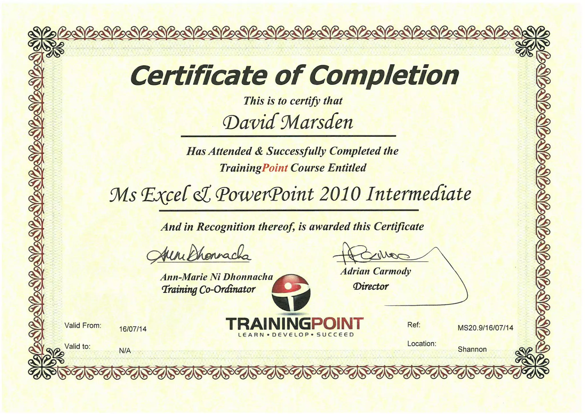MS Excel & Powerpoint 2010 Intermediate Certificate | PDF