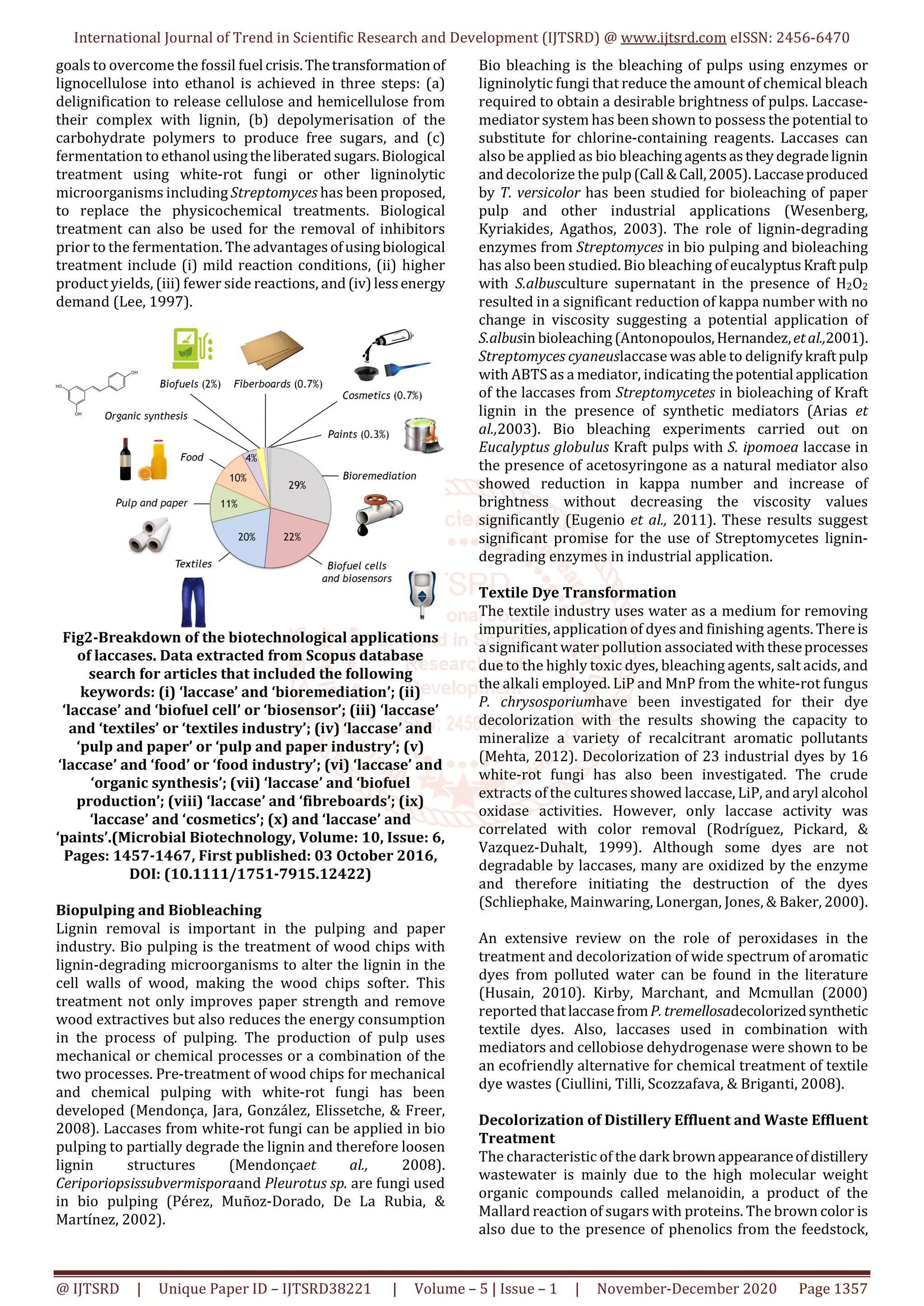 Fungal Laccase A Review on Production and its Potential Application for Human Welfare | PDF