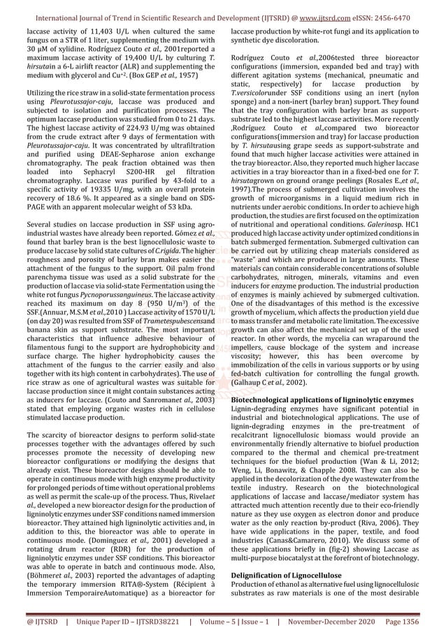 Fungal Laccase A Review on Production and its Potential Application for Human Welfare | PDF