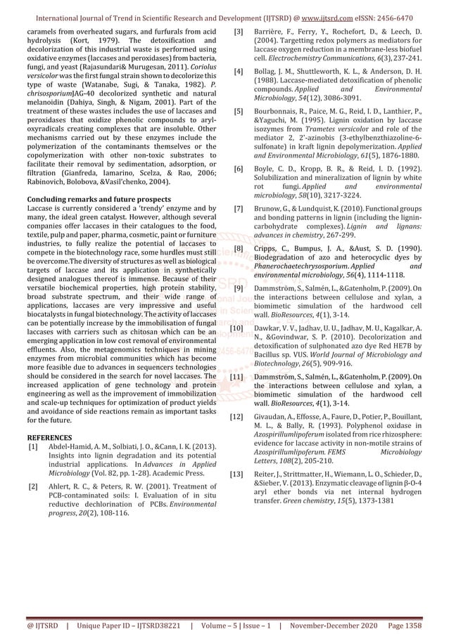 Fungal Laccase A Review on Production and its Potential Application for Human Welfare | PDF