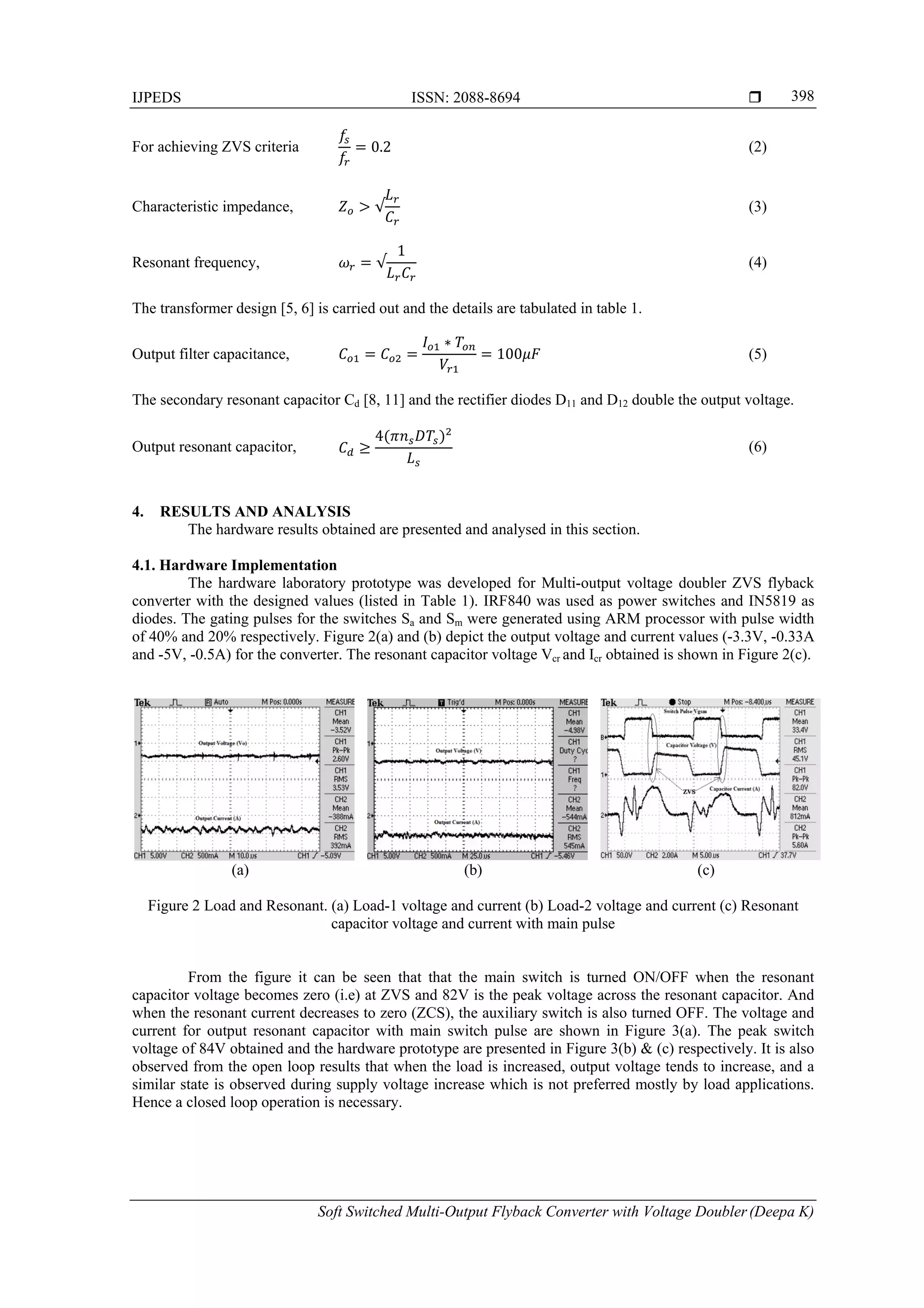 Soft Switched Multi-Output Flyback Converter with Voltage Doubler | PDF