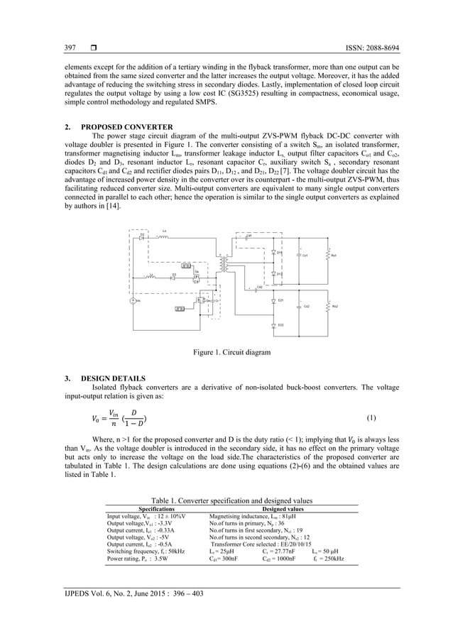 Soft Switched Multi-Output Flyback Converter with Voltage Doubler | PDF