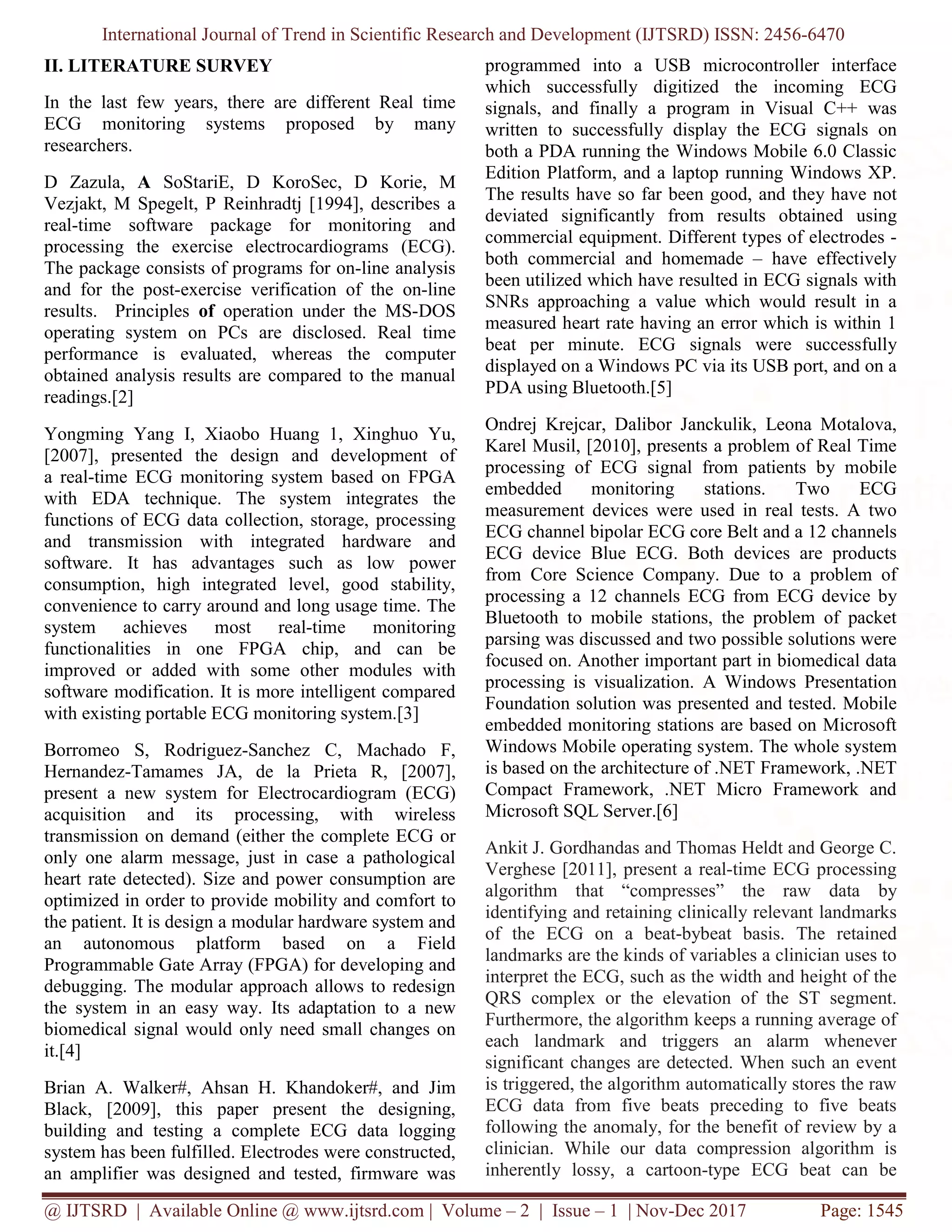 Real time ECG Monitoring: A Review | PDF