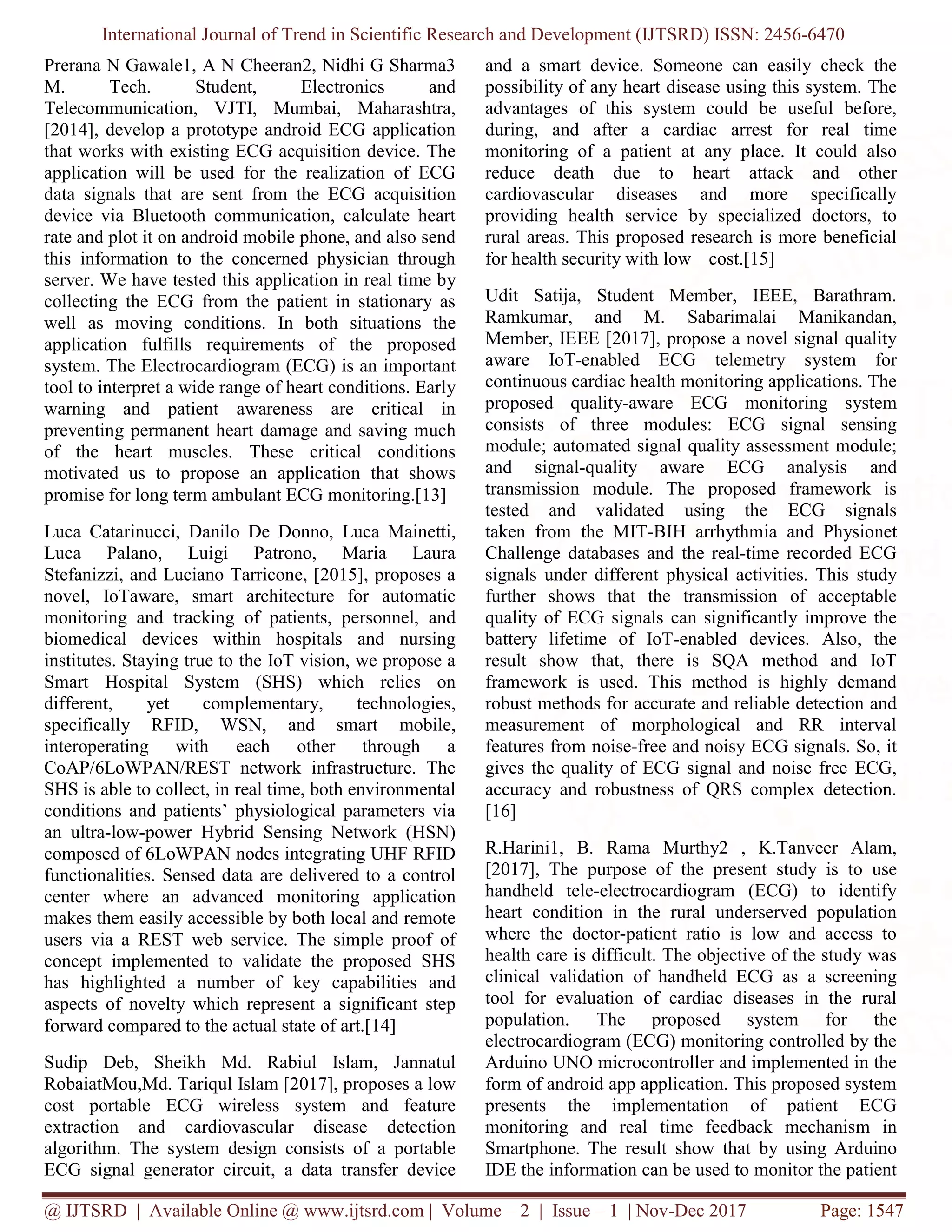 Real time ECG Monitoring: A Review | PDF