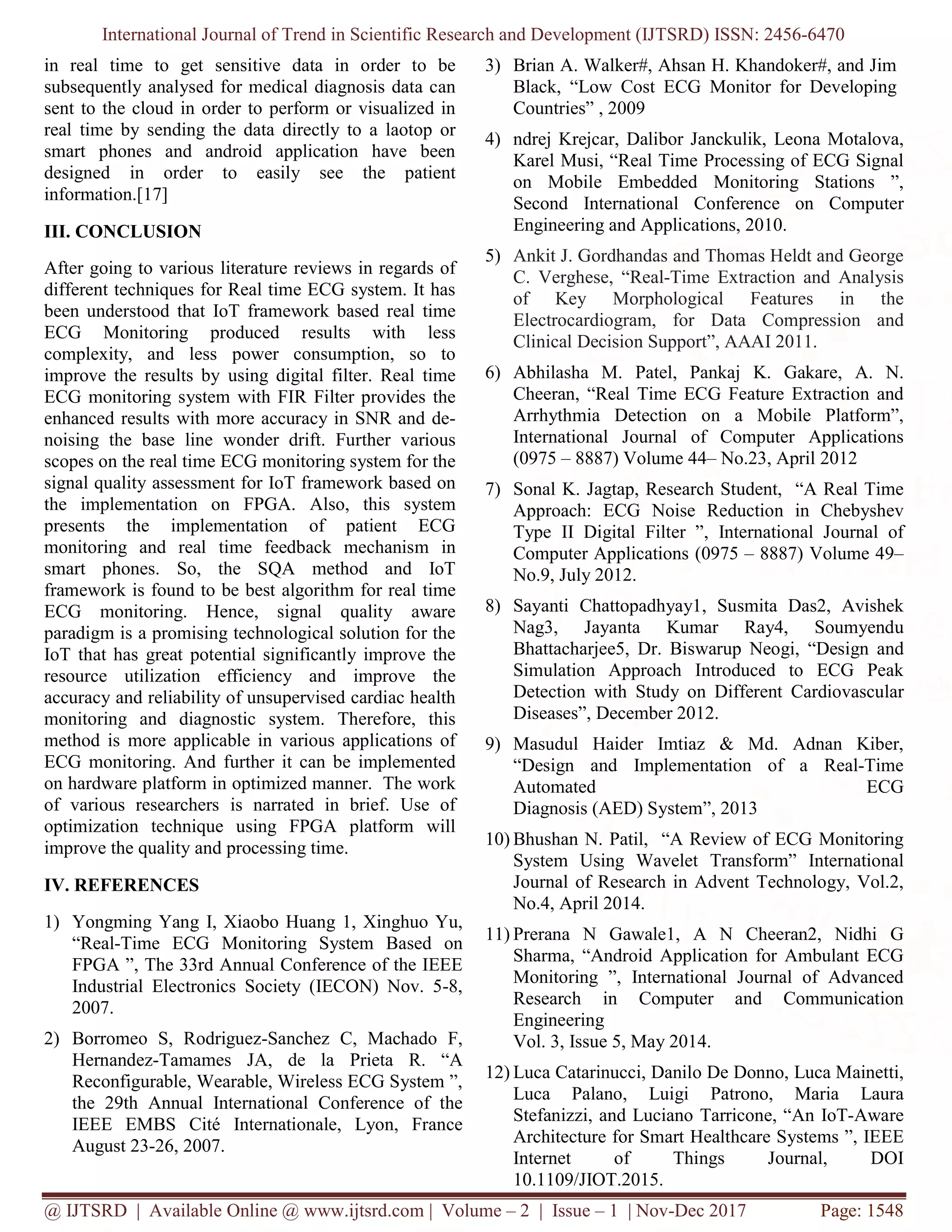 Real time ECG Monitoring: A Review | PDF