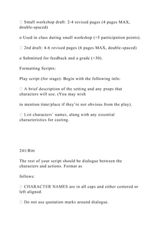 241Ritt Playwriting Exercise Write a script for a one.docx