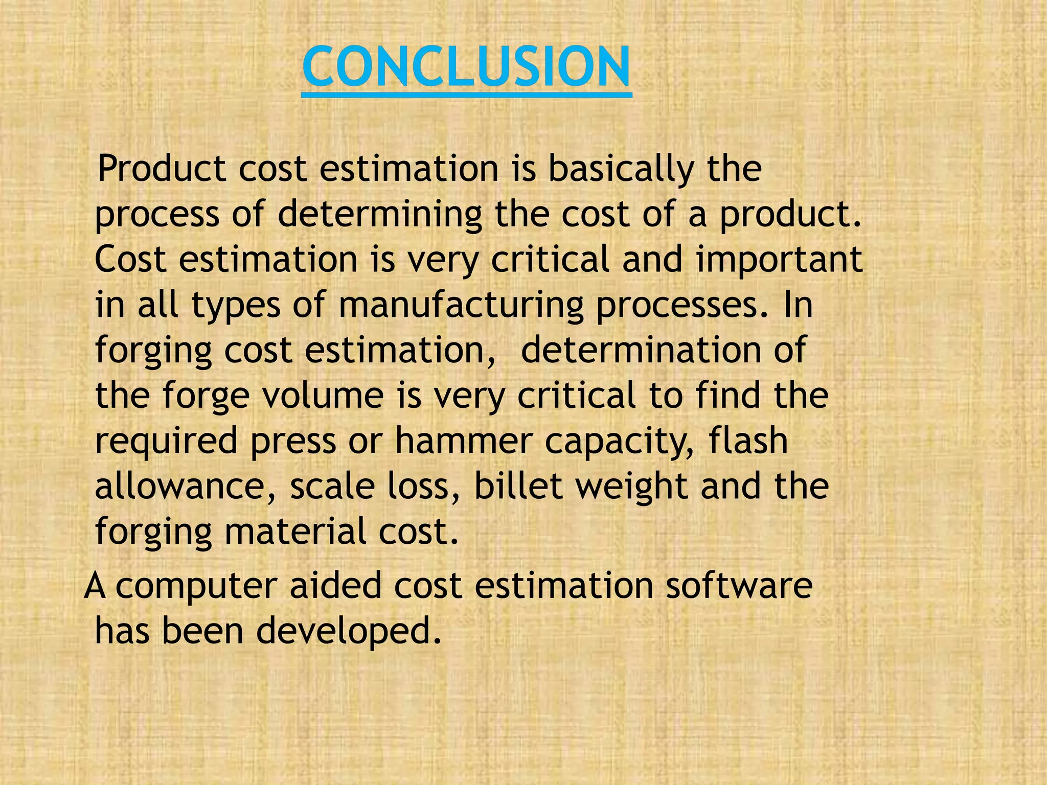 cost calculation on forging | PPTX