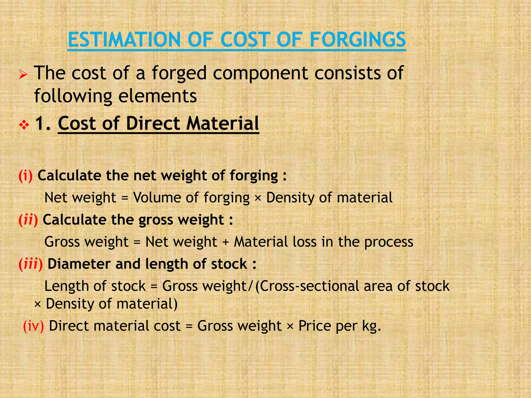 cost calculation on forging | PPTX