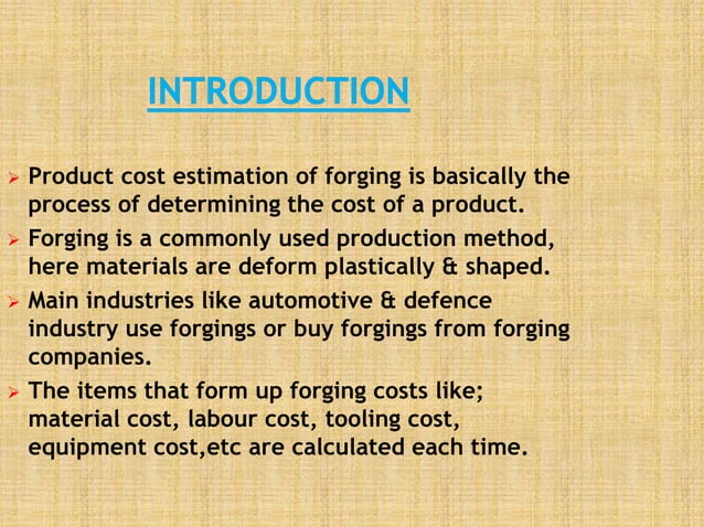cost calculation on forging | PPTX | Business and Finance