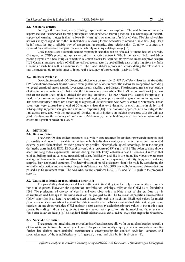 Affective Analysis In Machine Learning Using Amigos With Gaussian