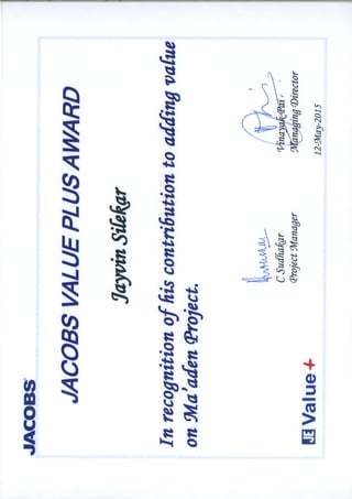 Jacobs Value Plus Certificate | PDF