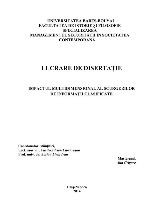 Lucrare de disertatie - Alin Grigore | PDF