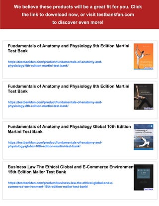 Fundamentals Of Anatomy And Physiology 11th Edition Martini Test Bank Pdf