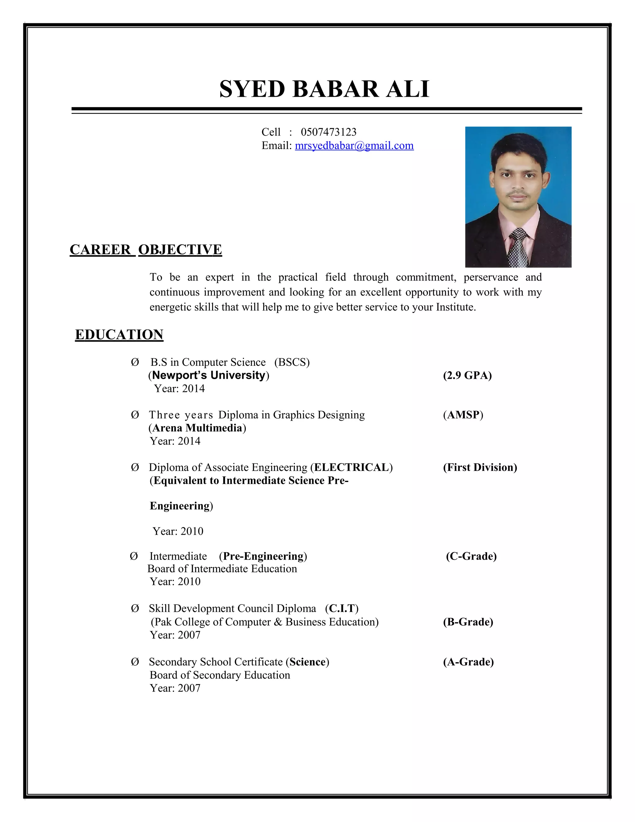 SYED BABAR ALI 2016 | DOC