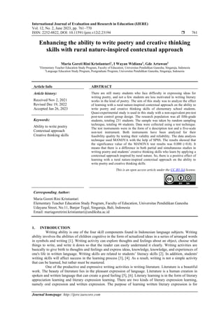 Enhancing the ability to write poetry and creative thinking skills with ...