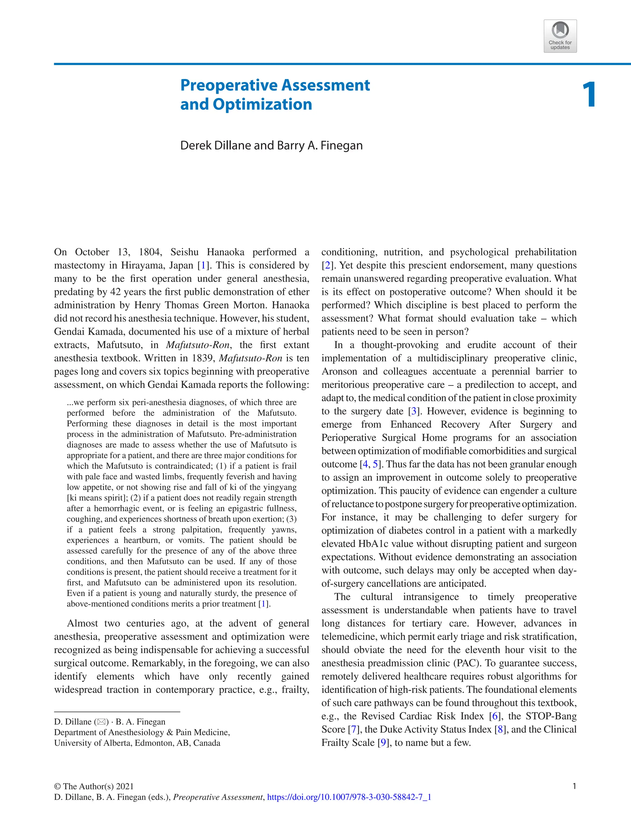 Preoperative Assessment A Casebased Approach Derek Dillane | PDF