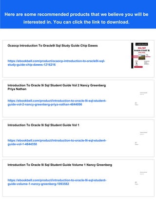 Introduction To Oracle9i Advanced Sql George Sideris | PDF