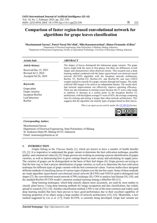 Comparison of faster region-based convolutional network for algorithms for grape leaves ...