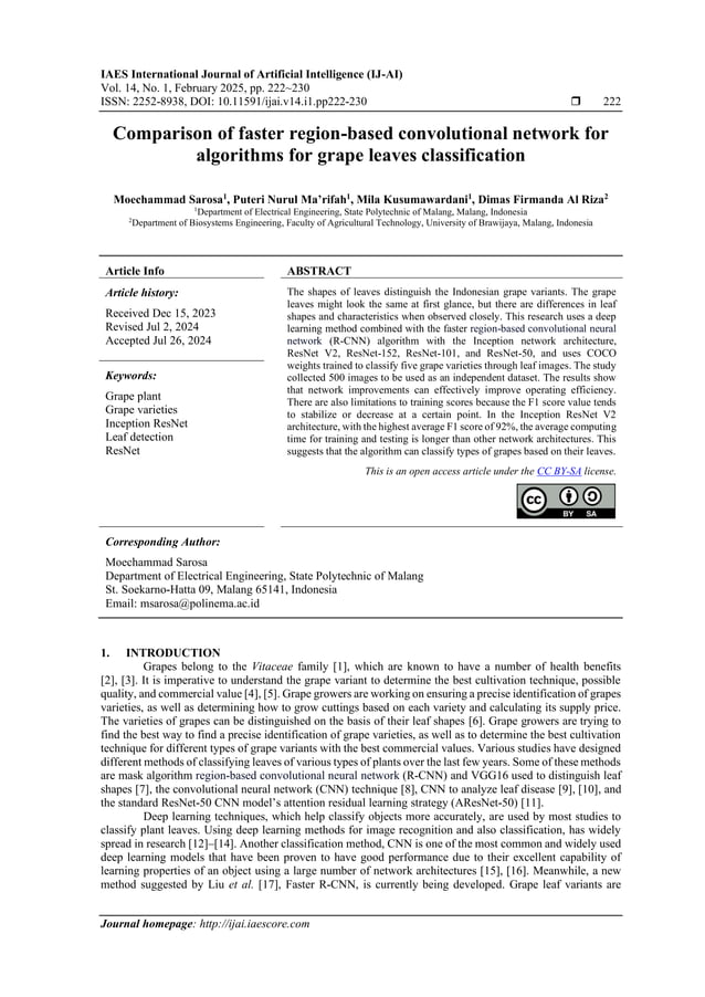 Comparison of faster region-based convolutional network for algorithms for grape leaves ...