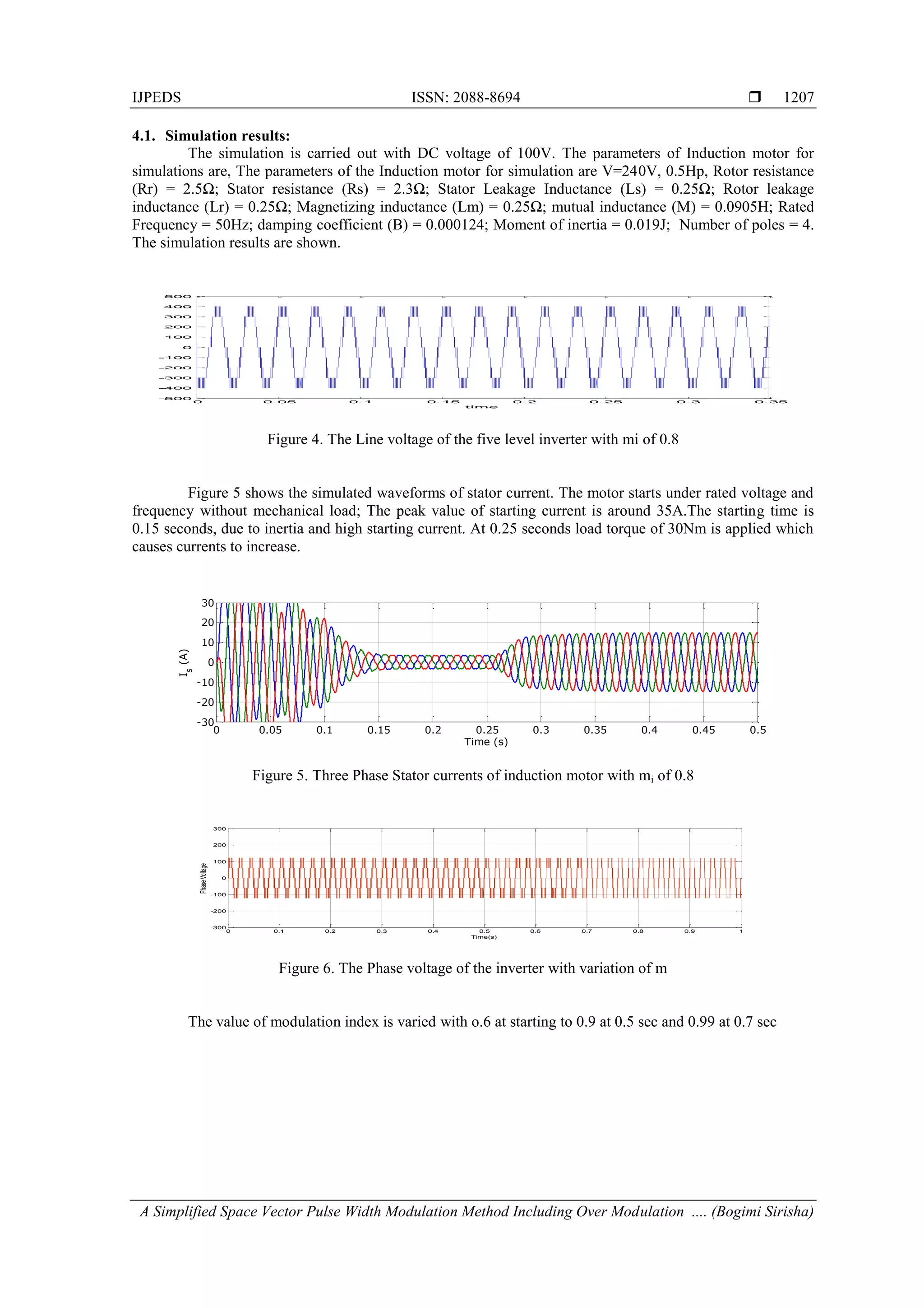 A Simplified Space Vector Pulse Width Modulation Method Including Over Modulation Operation For