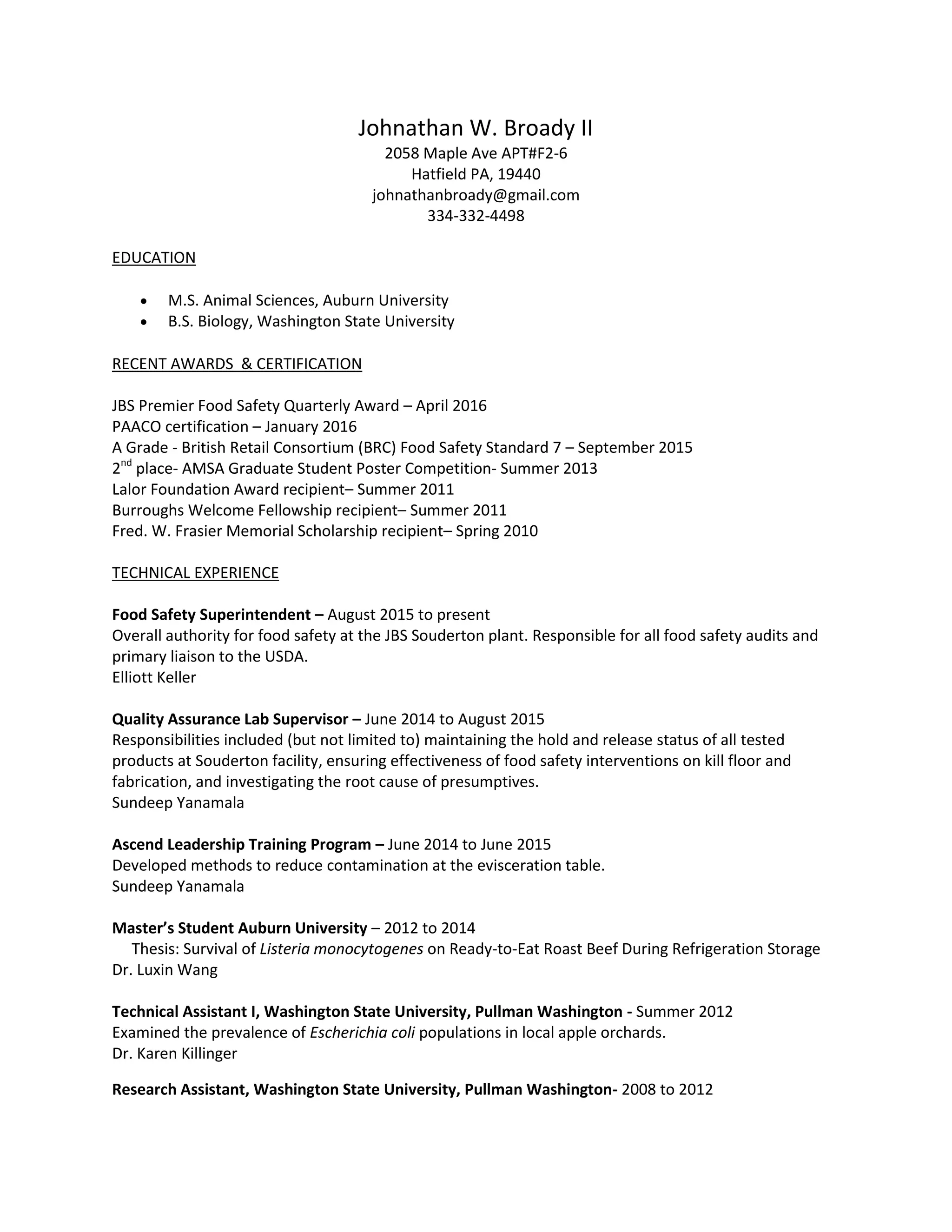 Johnathan Broady Resume | PDF