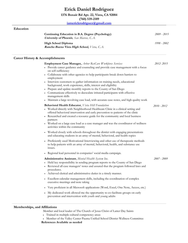 Erick Daniel Rodriguez Resume New | PDF