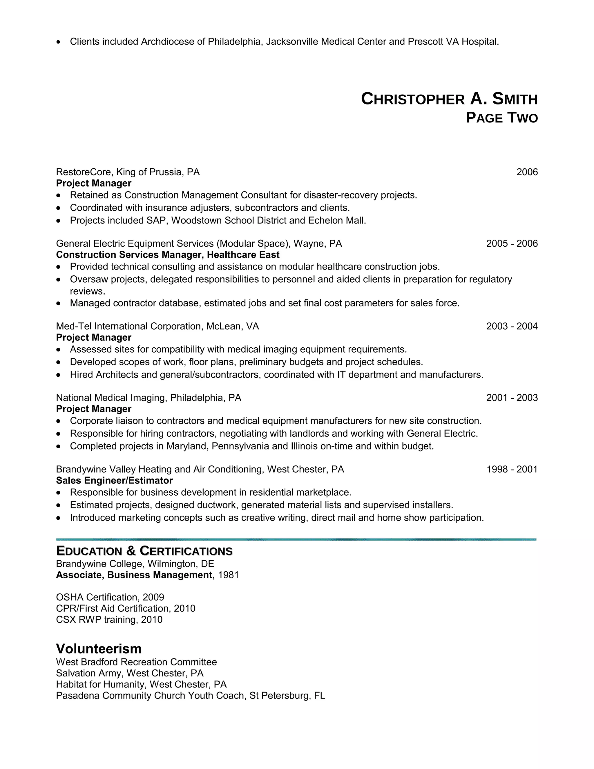 Chris Smith resume | DOC